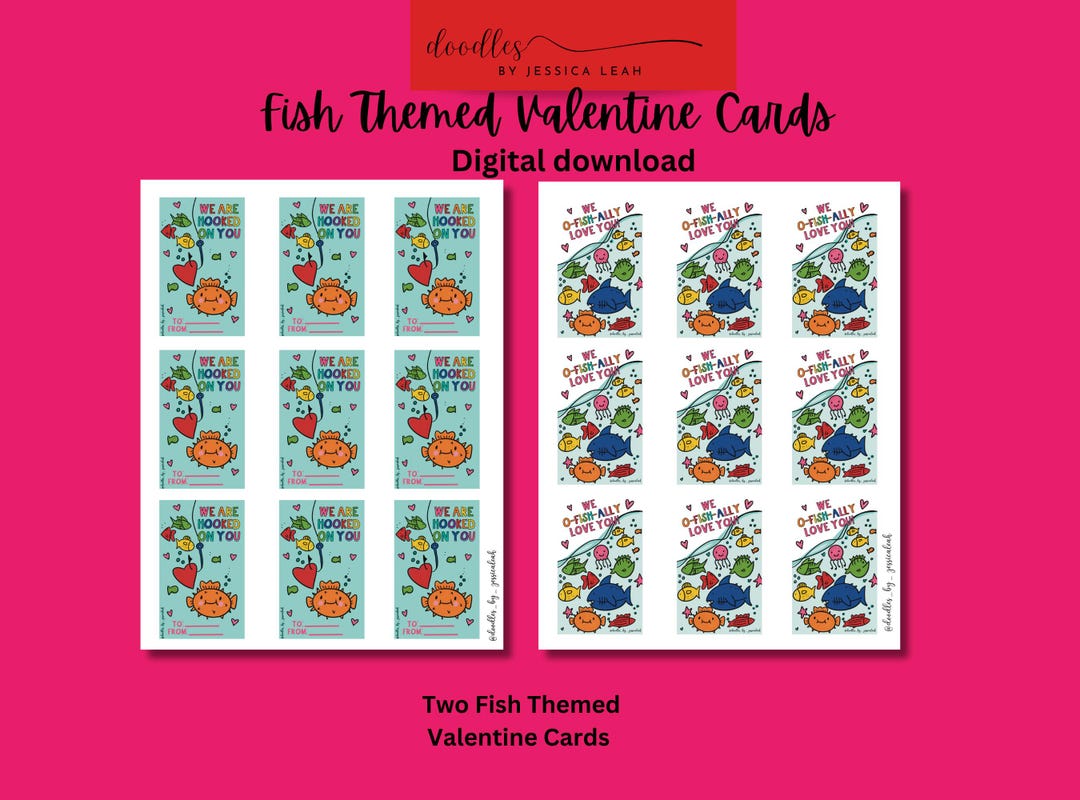 Fish Themed Valentines Cards- I O-fish-ally Love You and I Am Hooked on ...