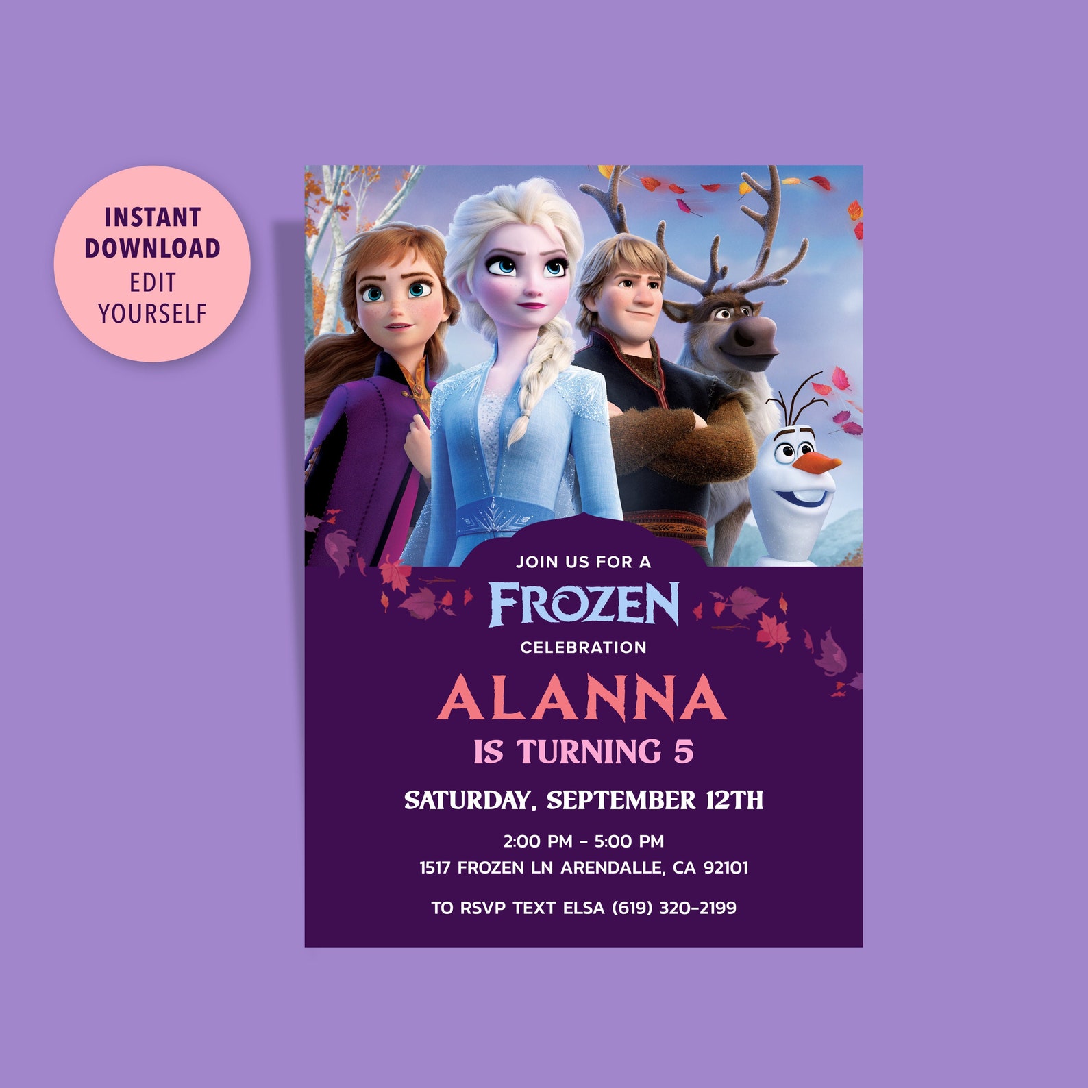 Ice Princess Birthday Invitation - Edit Yourself - DIGITAL INSTANT ...