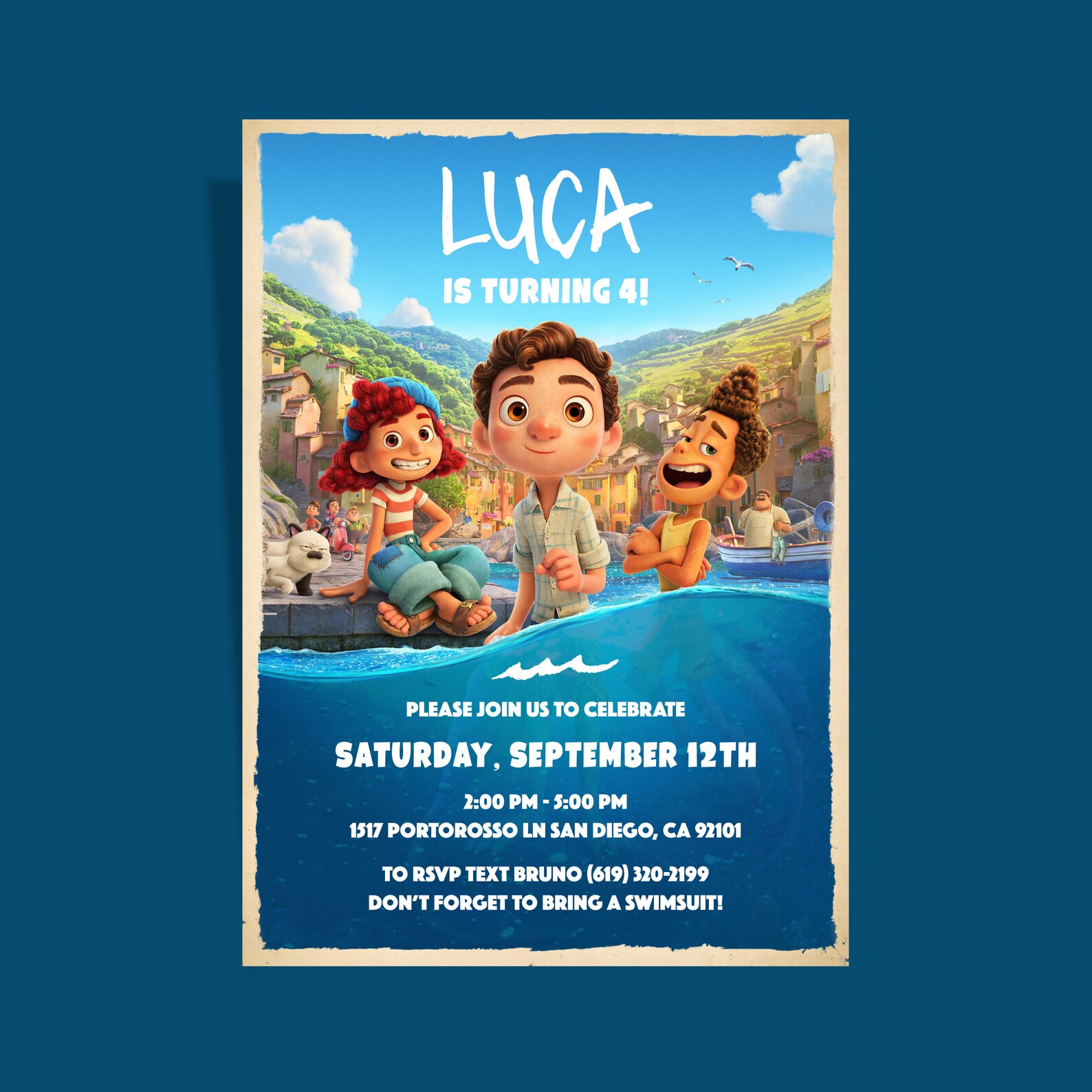 Luca Invitation, Luca Themed Birthday Party - INSTANT DIGITAL DOWNLOAD ...