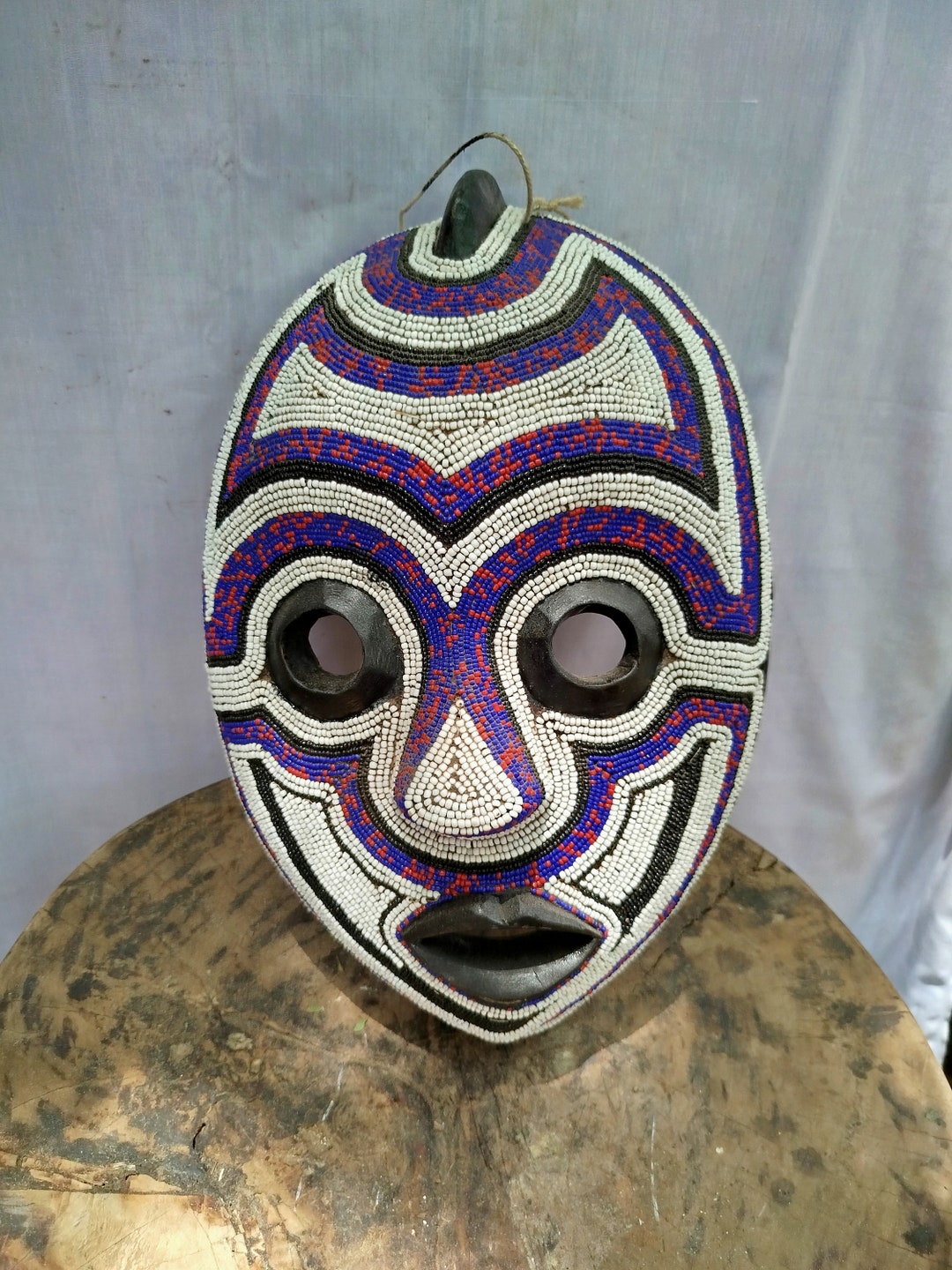 Hand-carved West Africa Mask: Colorful Wood Wall Hanging - Etsy