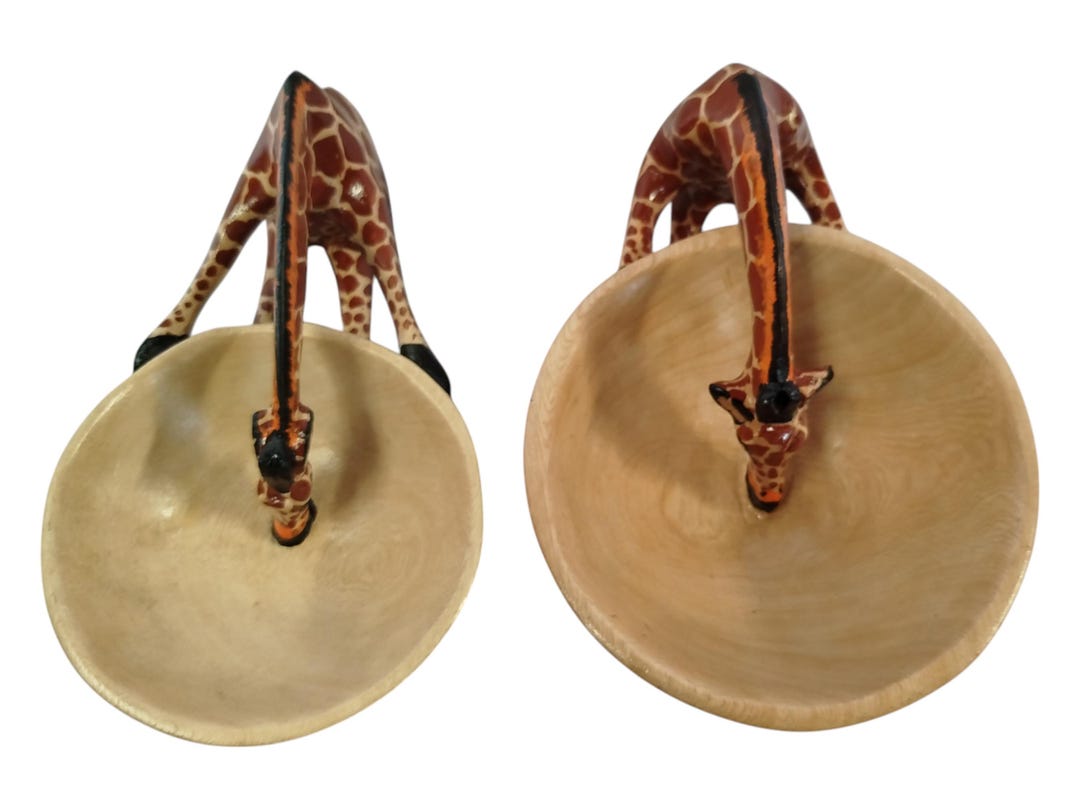 Hand-carved Wooden Giraffe Bowl Stands: Whimsical Home Decor - Etsy