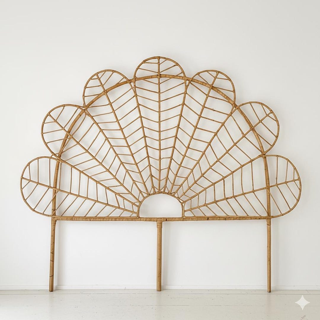 Malawi Rattan Scalloped Headboard W/ Legs | Handwoven Natural Fiber ...