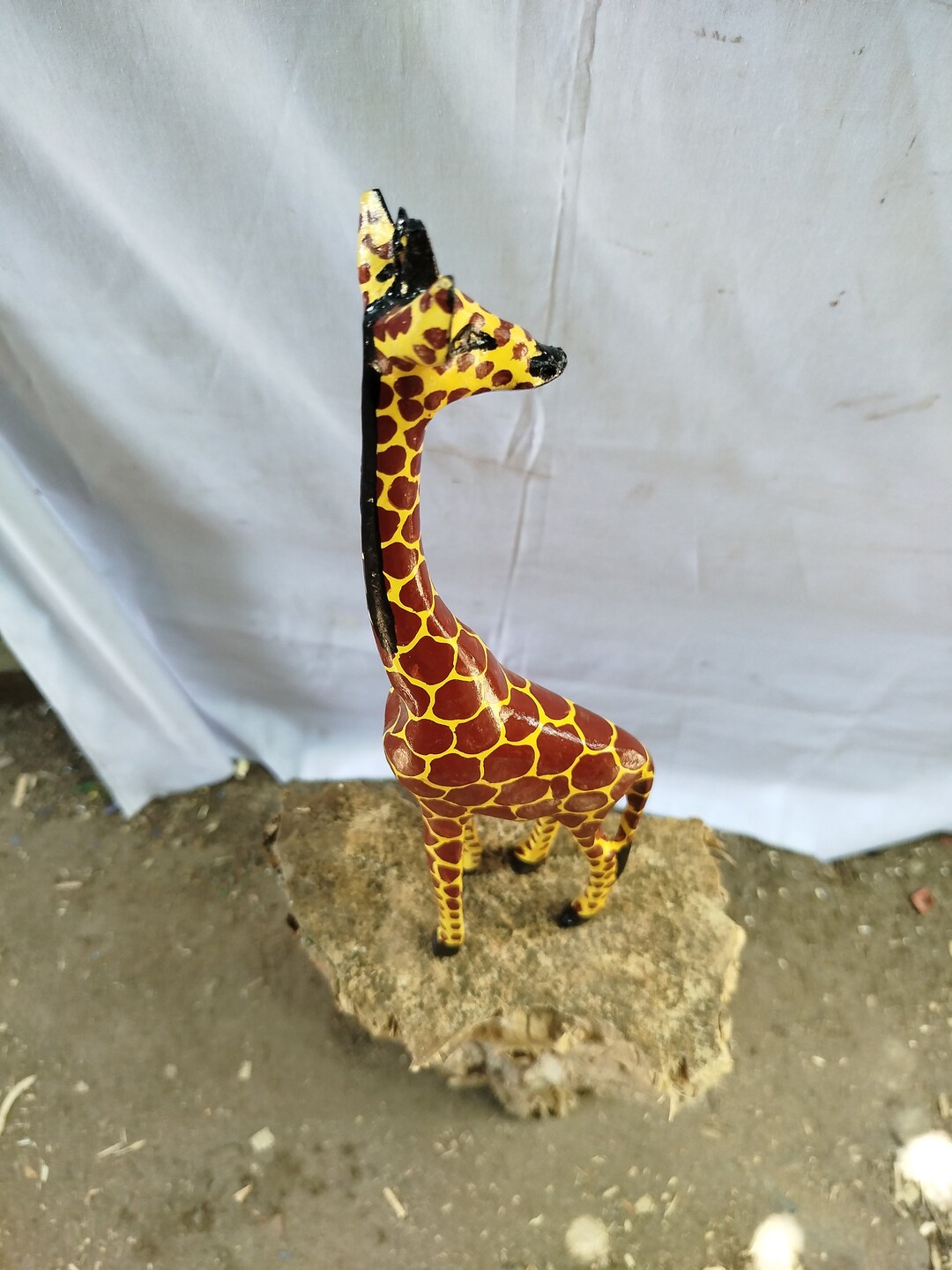 Handcarved Kamba Tribe Giraffe Sculpture: African Ebony Wood Art - Etsy