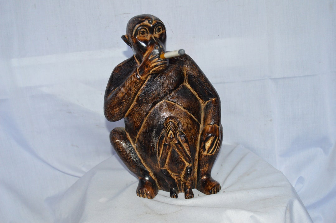 Carved Wooden Gorilla Smoking Cigarette Africa Safari - Etsy