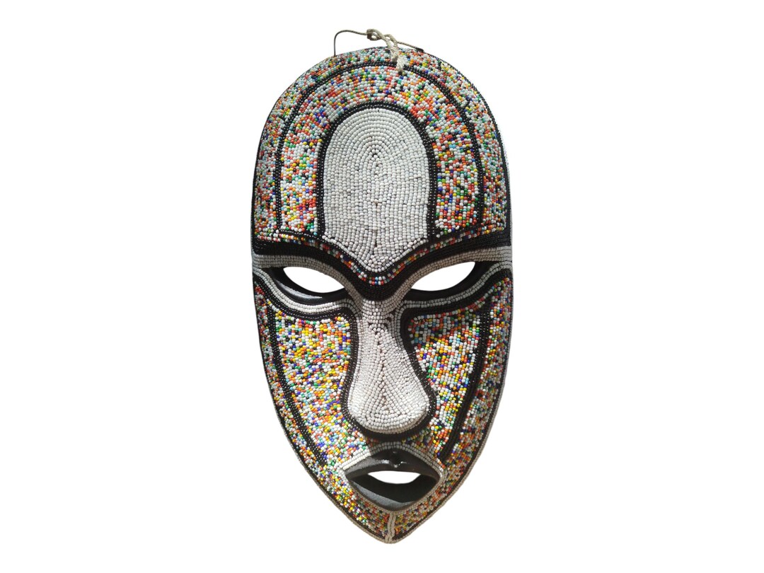 ON SALE!! Elegant West African Beaded Mask With Turquoise & Orange ...