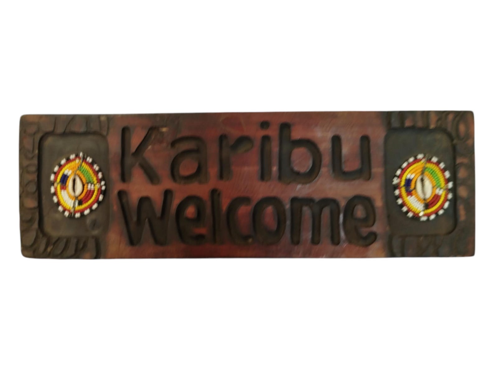 Hand-carved Wooden 'karibu Welcome' Sign: African Beaded Home Decor - Etsy