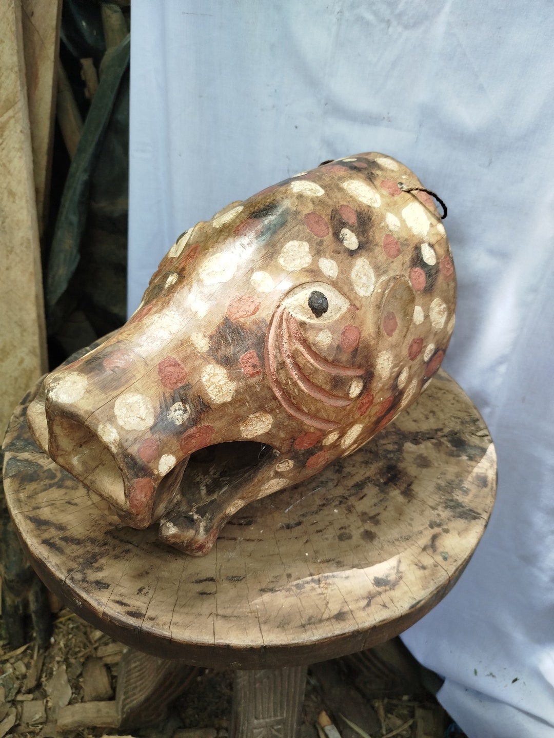 Antique Lioness Yaka Mask - Hand-carved Wood DRC Democratic Republic of ...