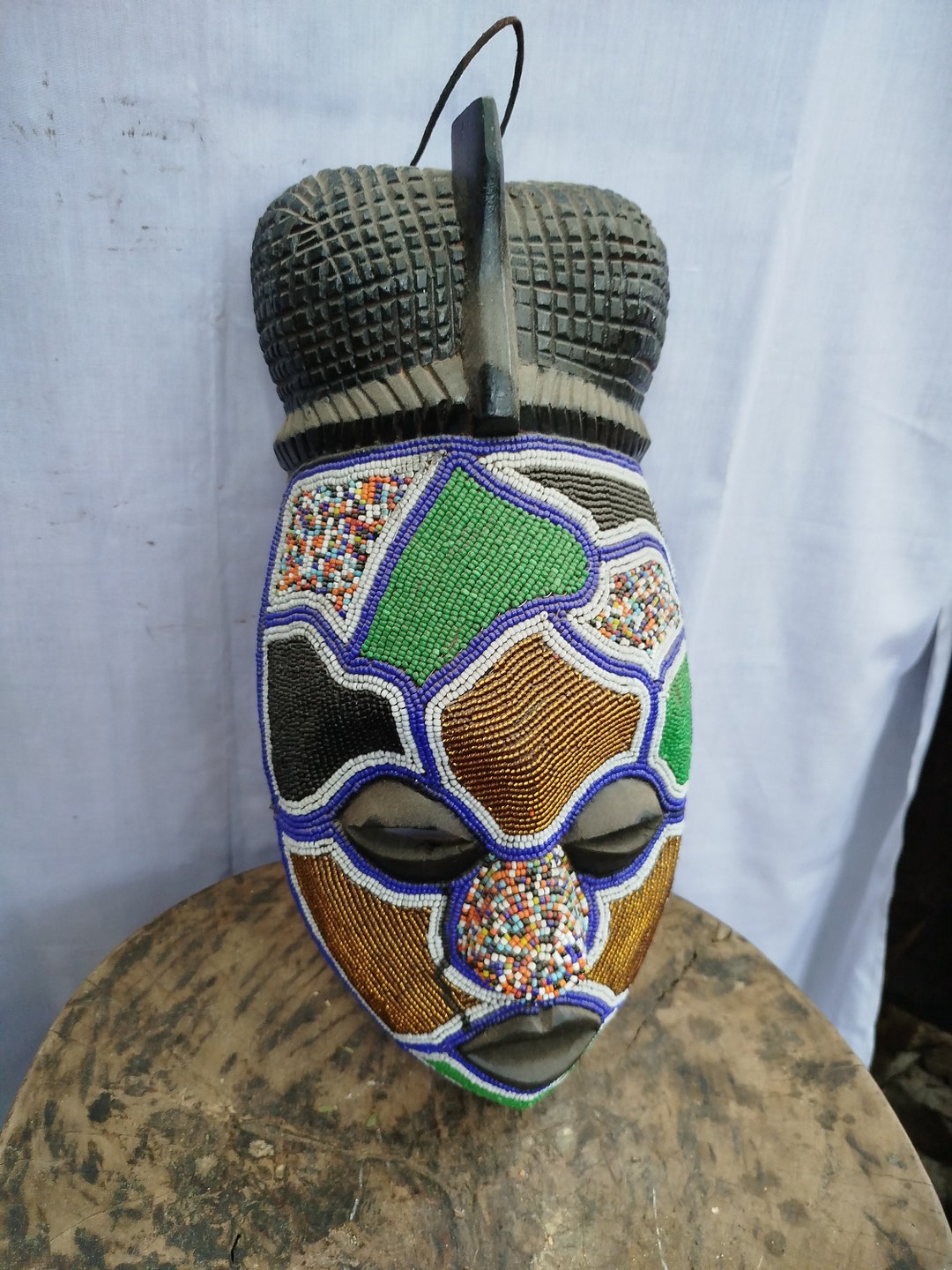 Enigmatic Lulua Mask - Hand-carved Wood (democratic Republic of Congo ...