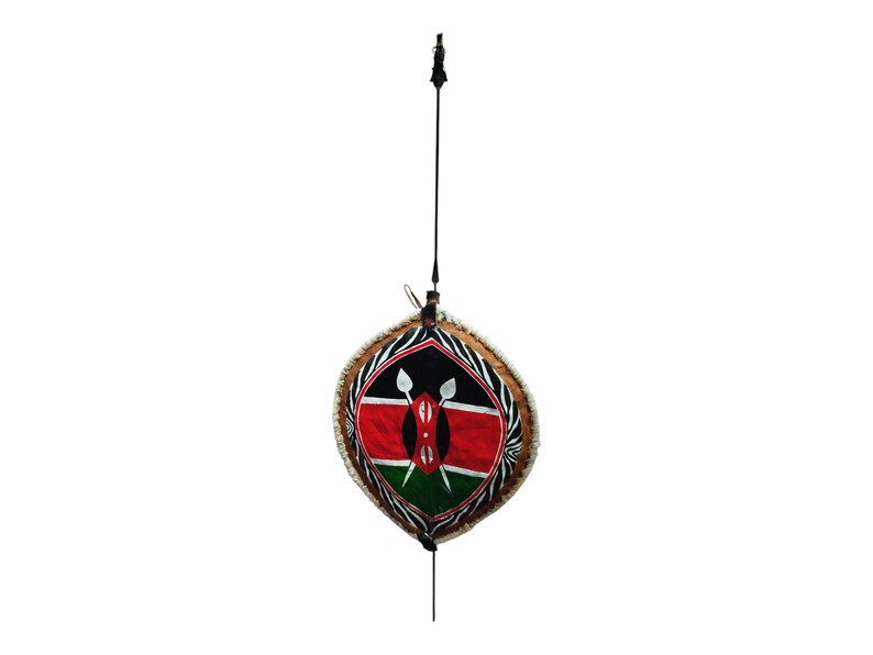 Hand Painted Kenyan Flag Shield & Spear Tribal Art Wall Decor Kenya ...
