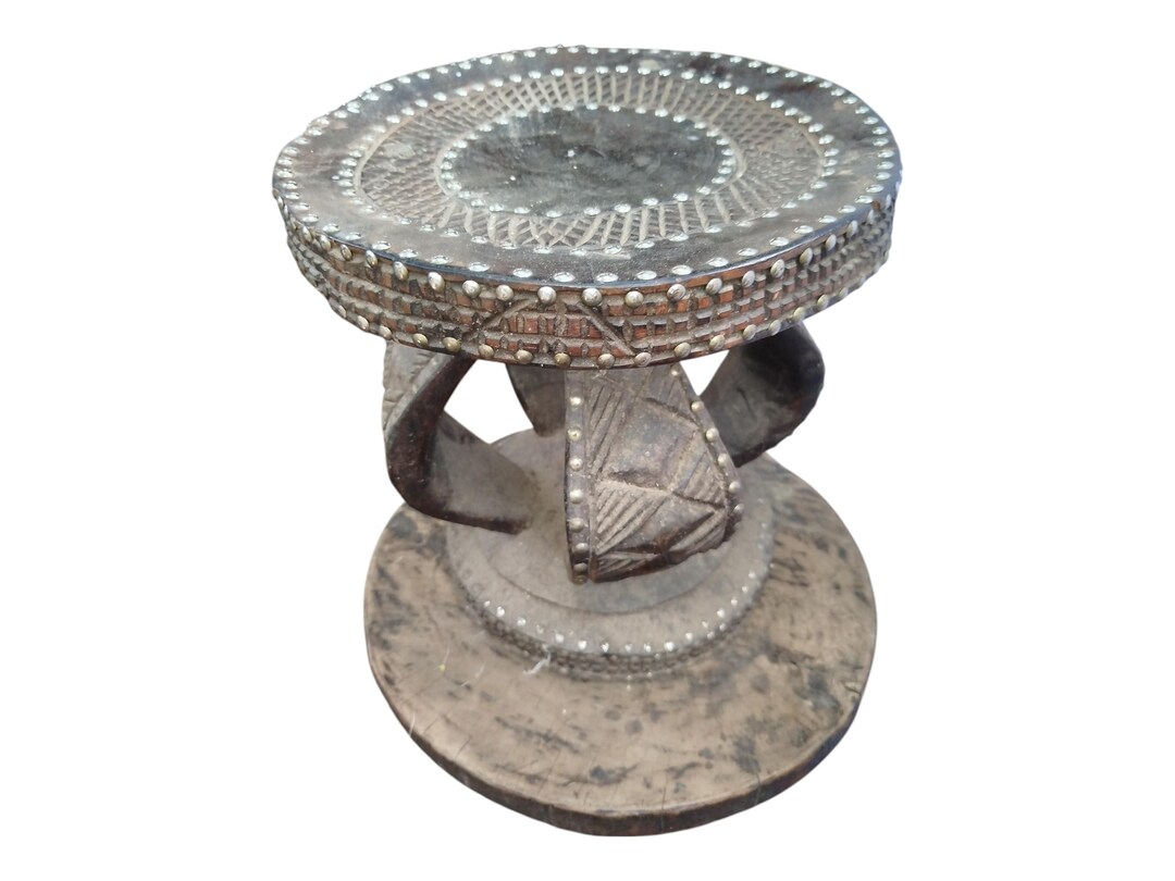 Carved Baule Prestige Stool: Authentic African Art, Côte D'ivoire Home ...