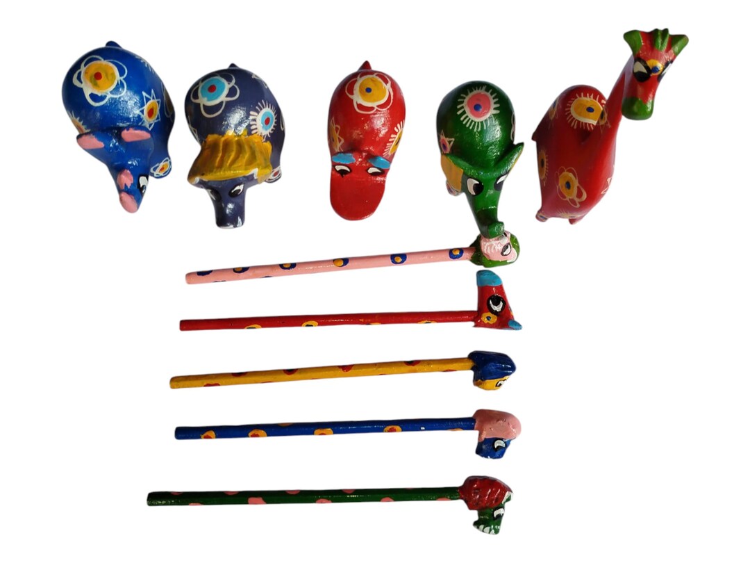 Wooden Safari Animal Pencils & Figurines Set - Hand-painted Designs - Etsy
