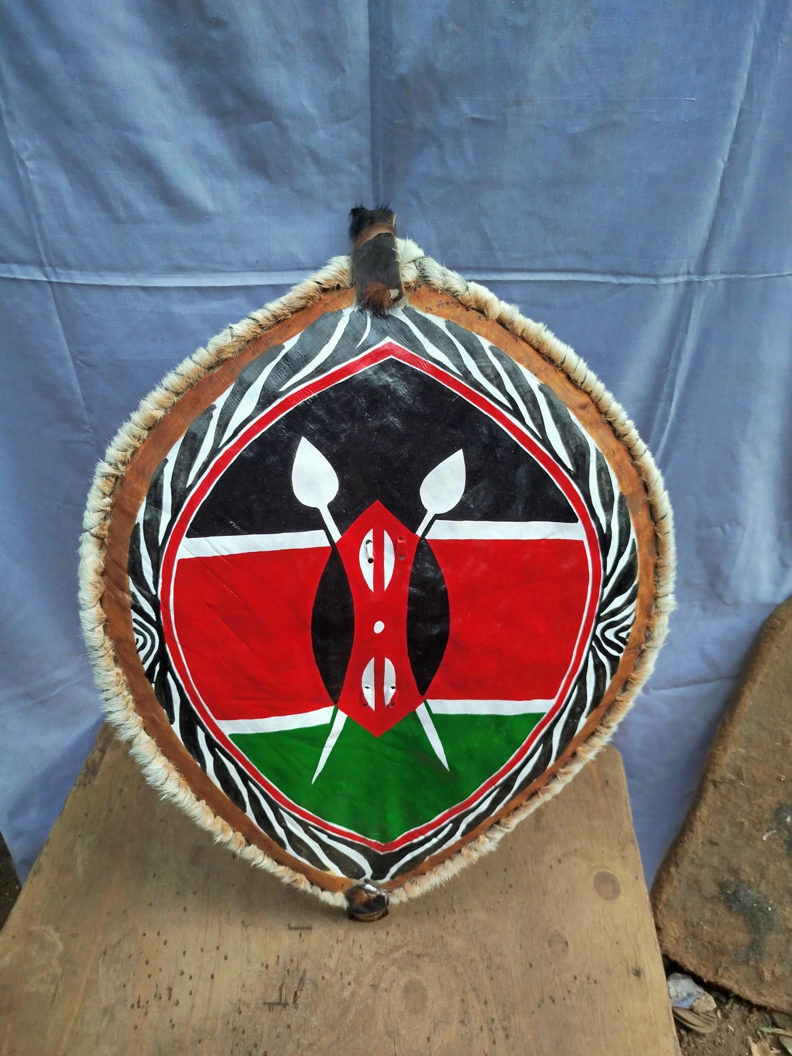 Hand Painted Kenyan Flag Shield: Authentic Tribal Art Wall Decor - Etsy