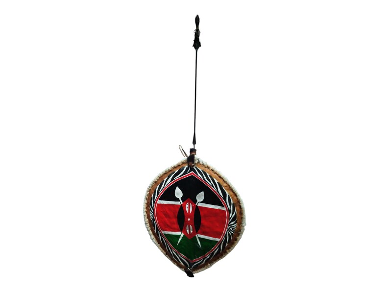 Hand Painted Kenyan Flag Shield & Spear Tribal Art Wall Decor Kenya ...