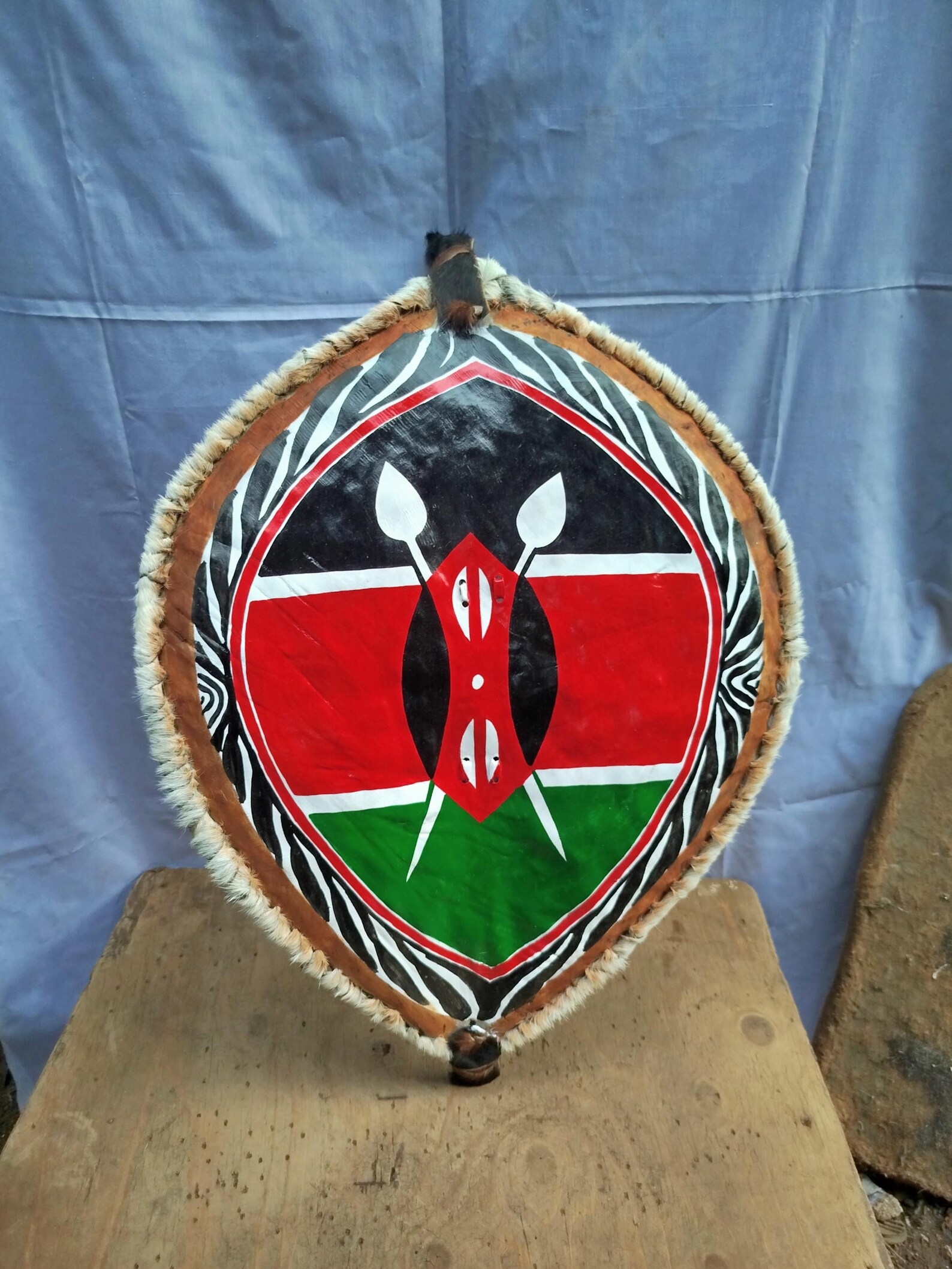 Hand Painted Kenyan Flag Shield: Authentic Tribal Art Wall Decor - Etsy