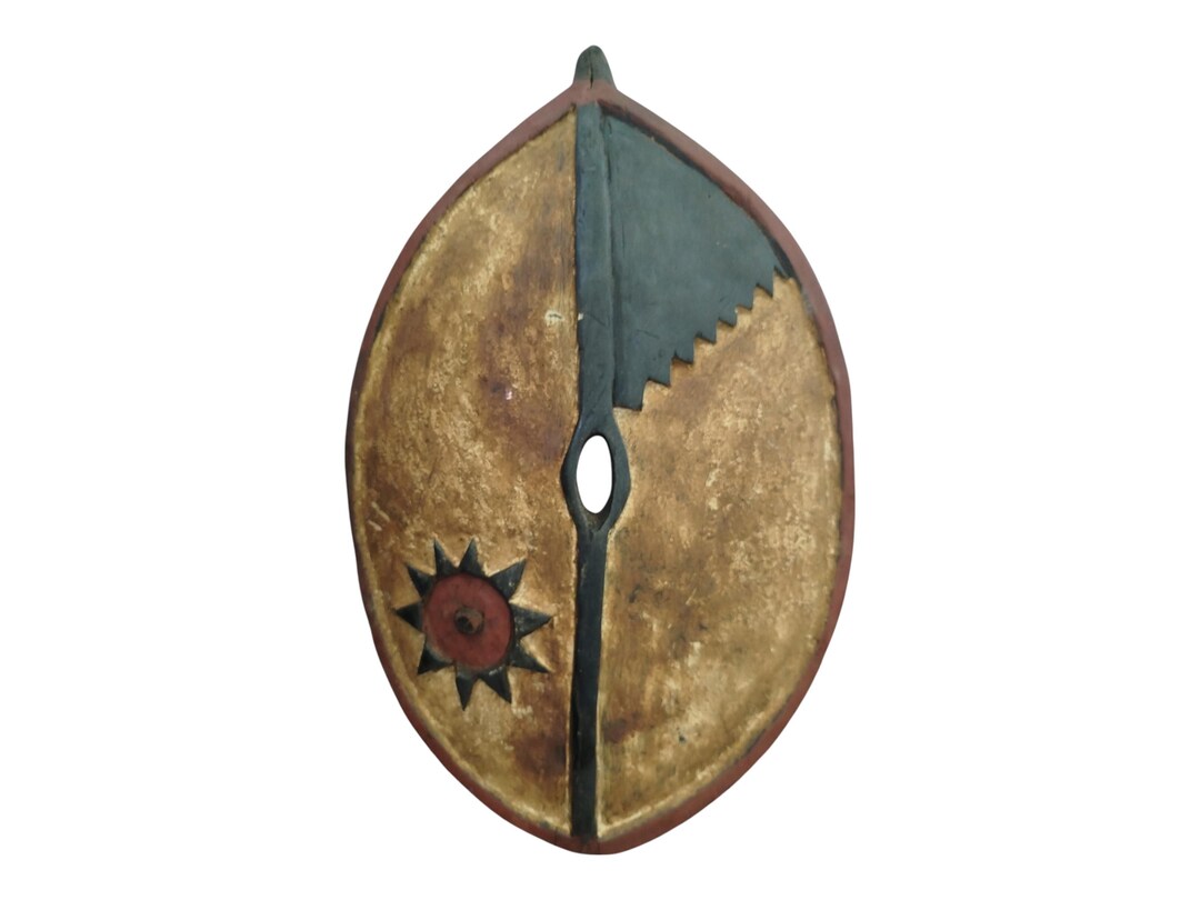 East African Wooden Shield: Hand-carved Tribal Art, Star & Zigzag ...