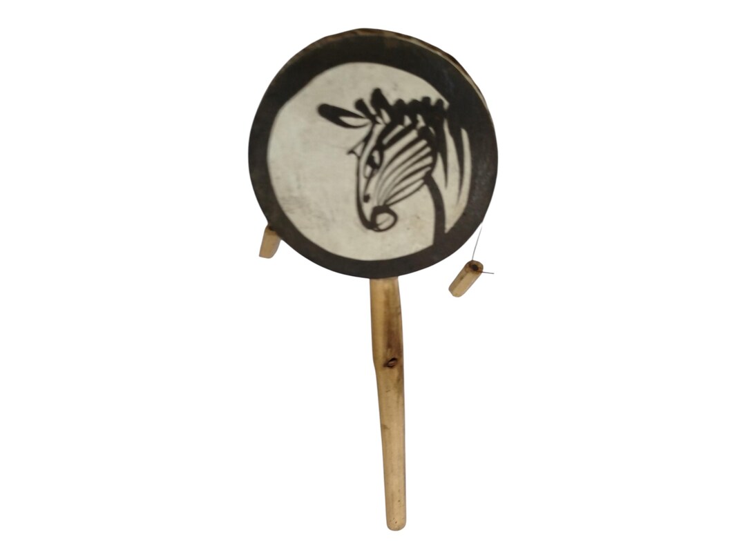 Hand-painted African Tic Tac Drum: Zebra Motif, Traditional Musical ...