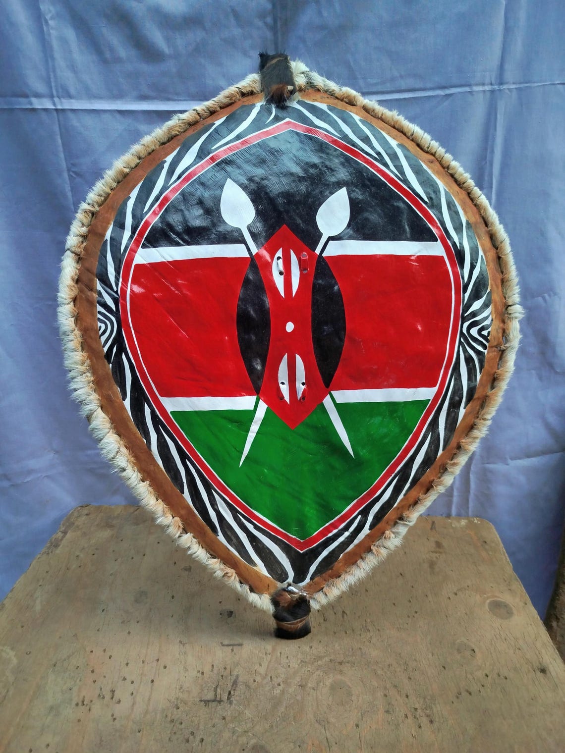 Hand Painted Kenyan Flag Shield: Authentic Tribal Art Wall Decor - Etsy