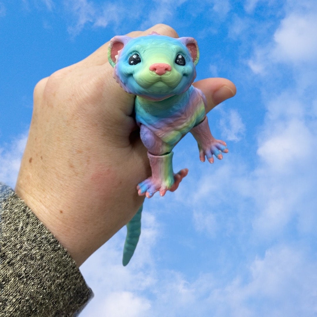 Ferret Figure, 3D Printed Ferret Gift, Rainbow Ferret, Articulating ...