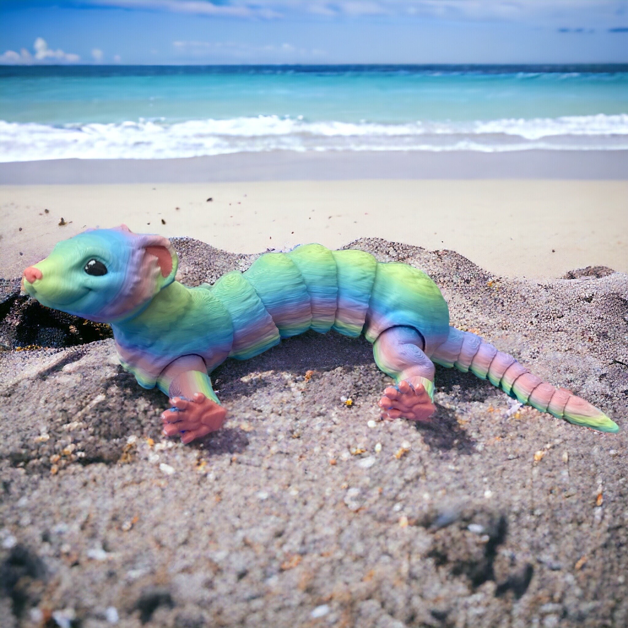 Ferret Figure, 3D Printed Ferret Gift, Rainbow Ferret, Articulating ...