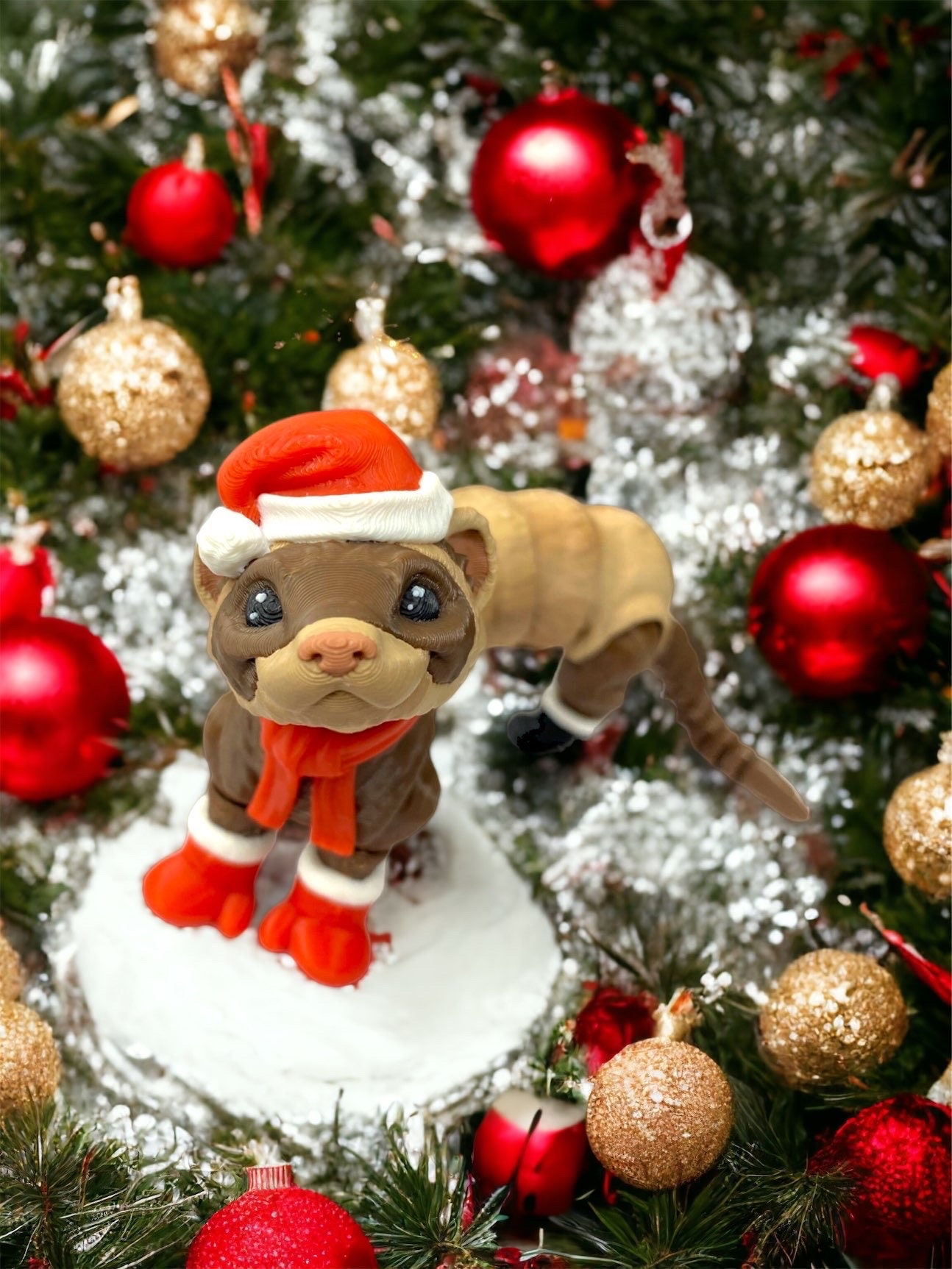 Christmas Ferret Figure, 3D Printed Ferret Gift, Sable Ferret ...