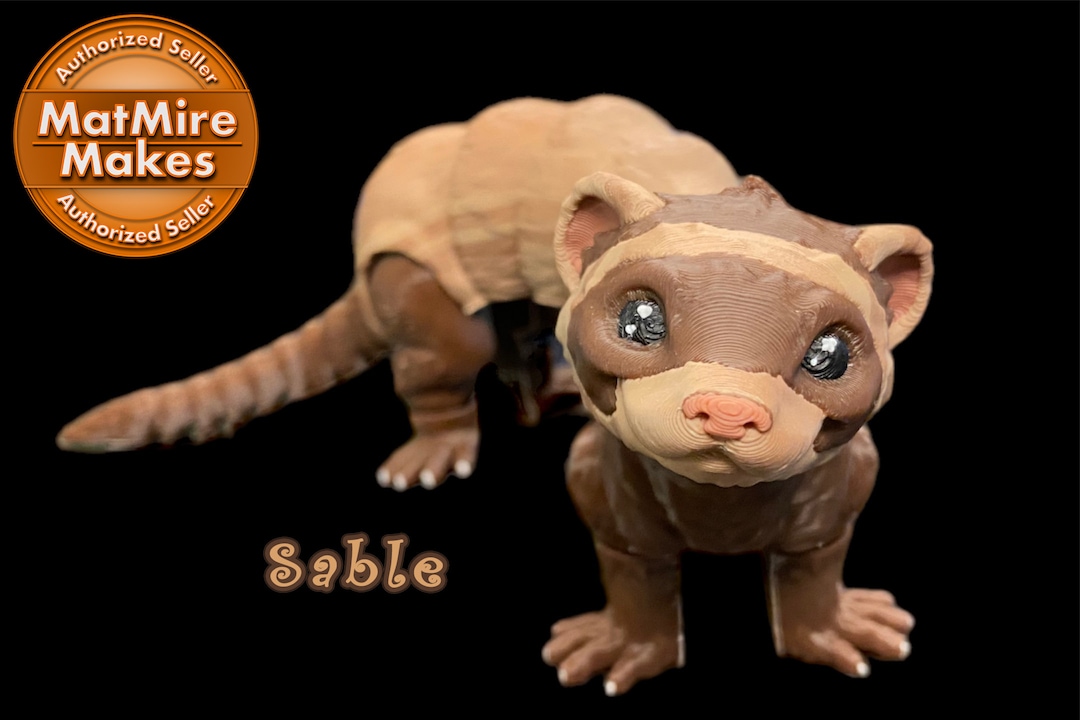 Ferret Figure, 3D Printed Ferret Gift, Sable Ferret, Articulating ...