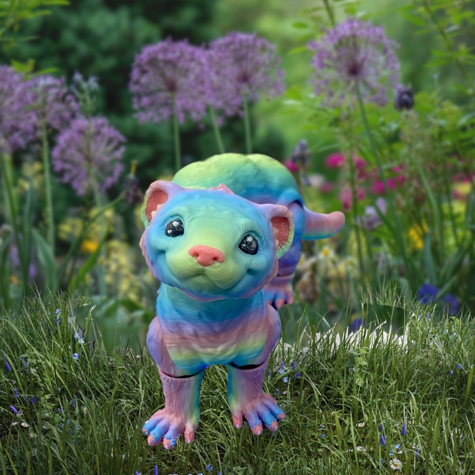 Ferret Figure, 3D Printed Ferret Gift, Rainbow Ferret, Articulating ...