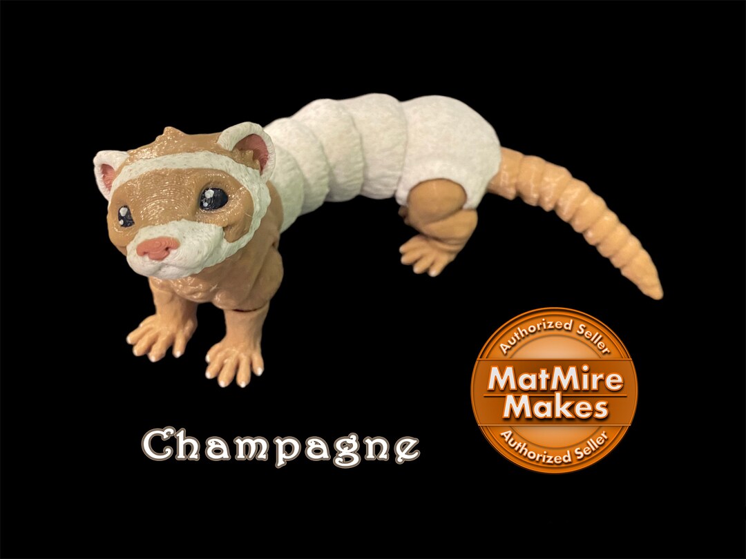 Ferret Figure, 3D Printed Ferret Gift, Champagne Ferret, Articulating ...