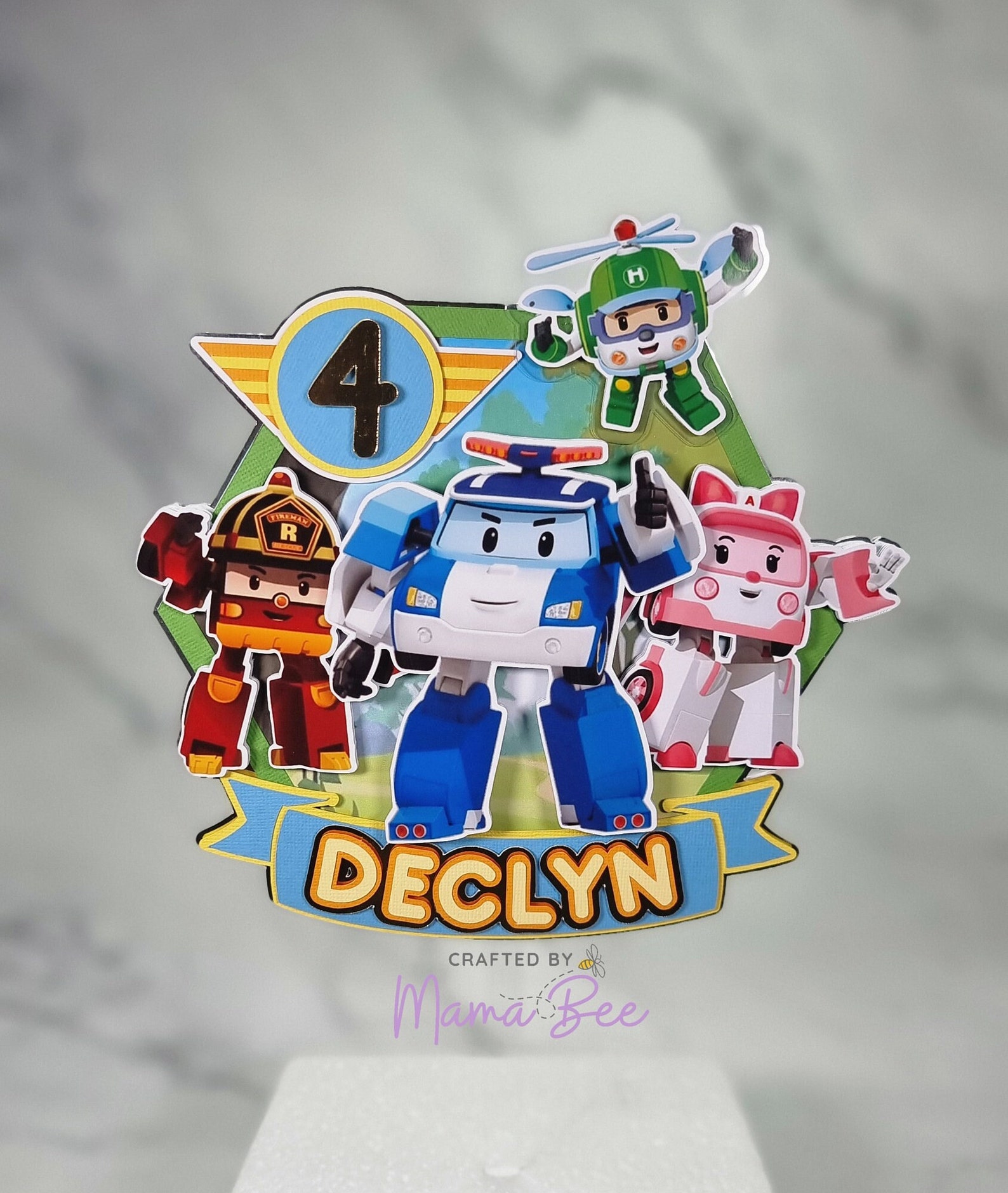 Robo Car Inspired Cake Topper: 3D Personalised - Etsy