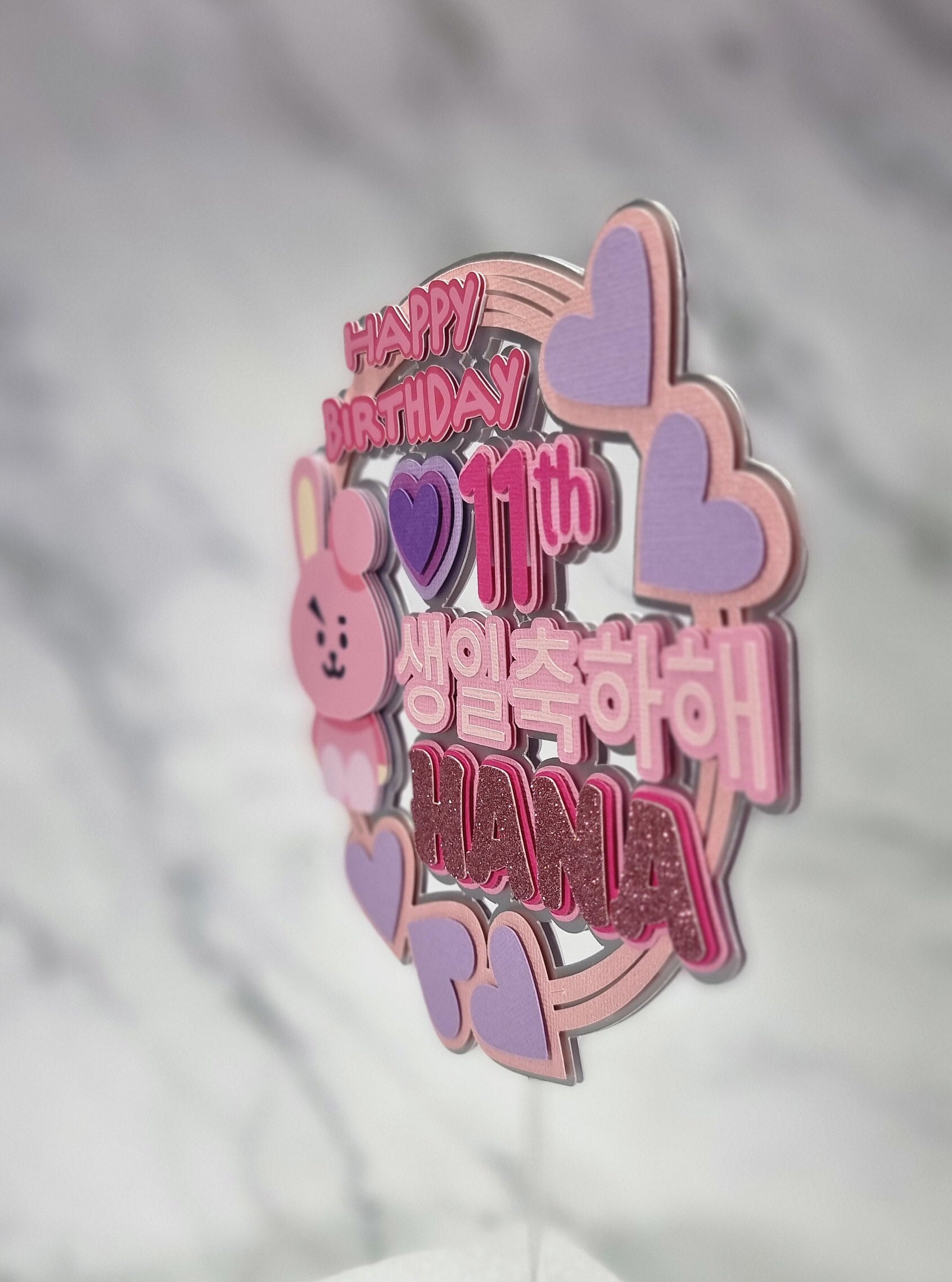 BTS BT21 Hangul Cake Topper: 3D Personalised - Etsy