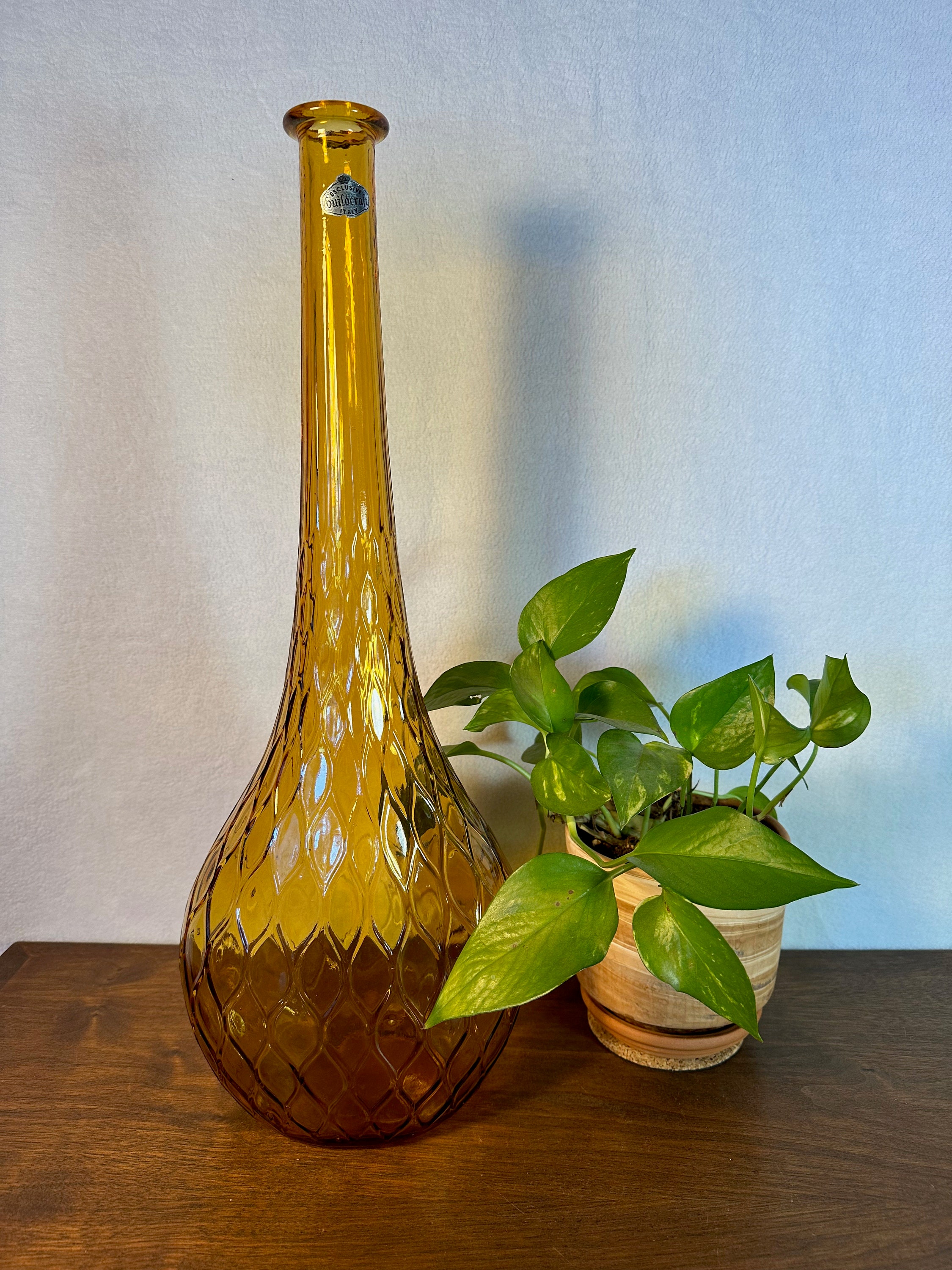 Vintage Guildcraft Glass Bottle Italy MCM Mid Century Boho - Etsy