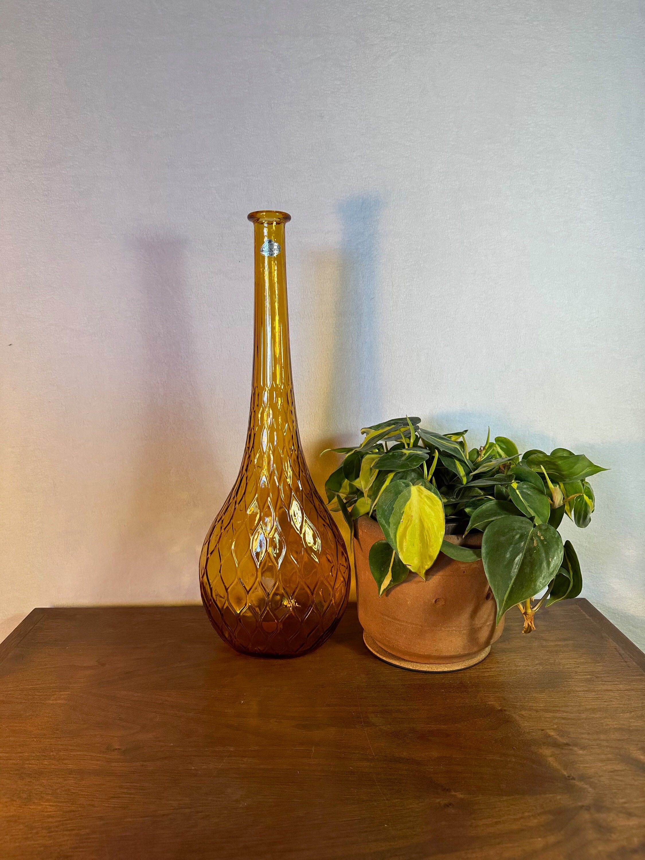 Vintage Guildcraft Glass Bottle Italy MCM Mid Century Boho - Etsy