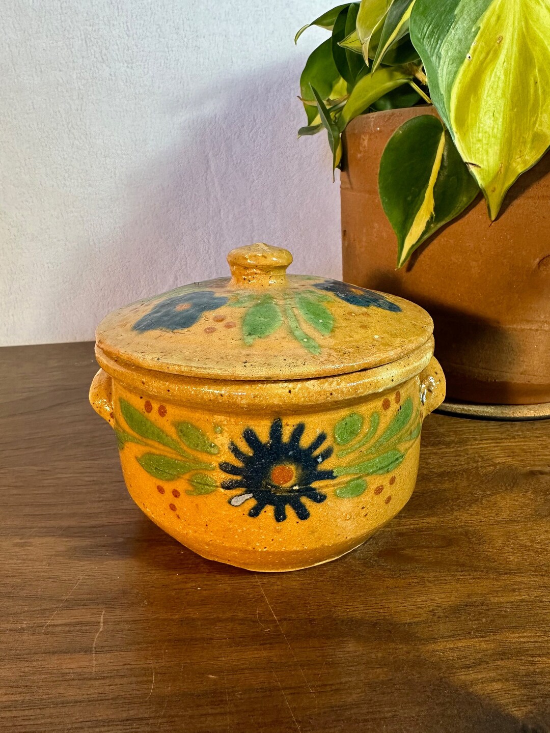 Vintage Mexican Small Pot With Lid - Etsy