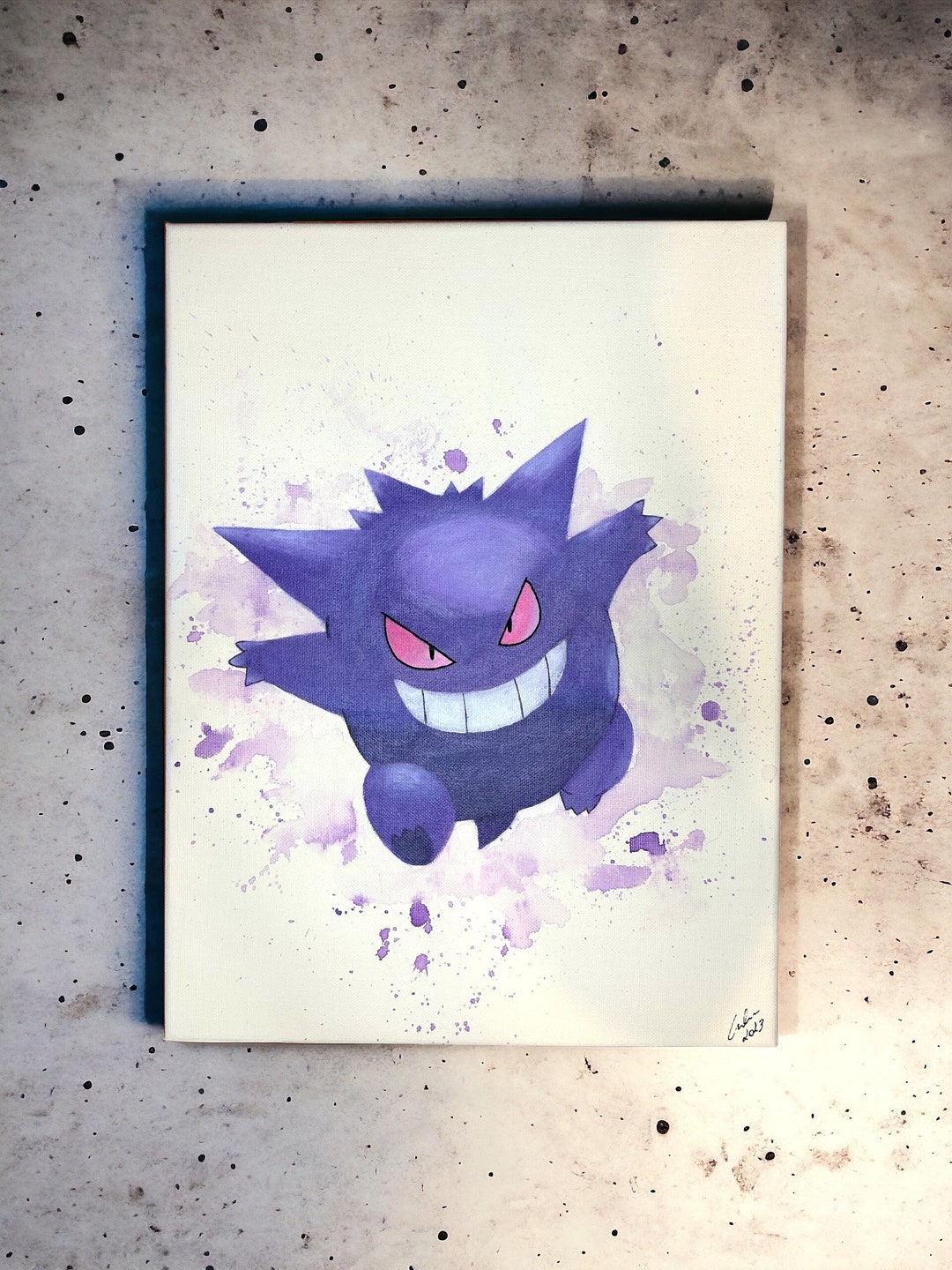 Pokémon Gengar Acrylic Painting on Canvas 30x40cm Unique Piece Handmade ...