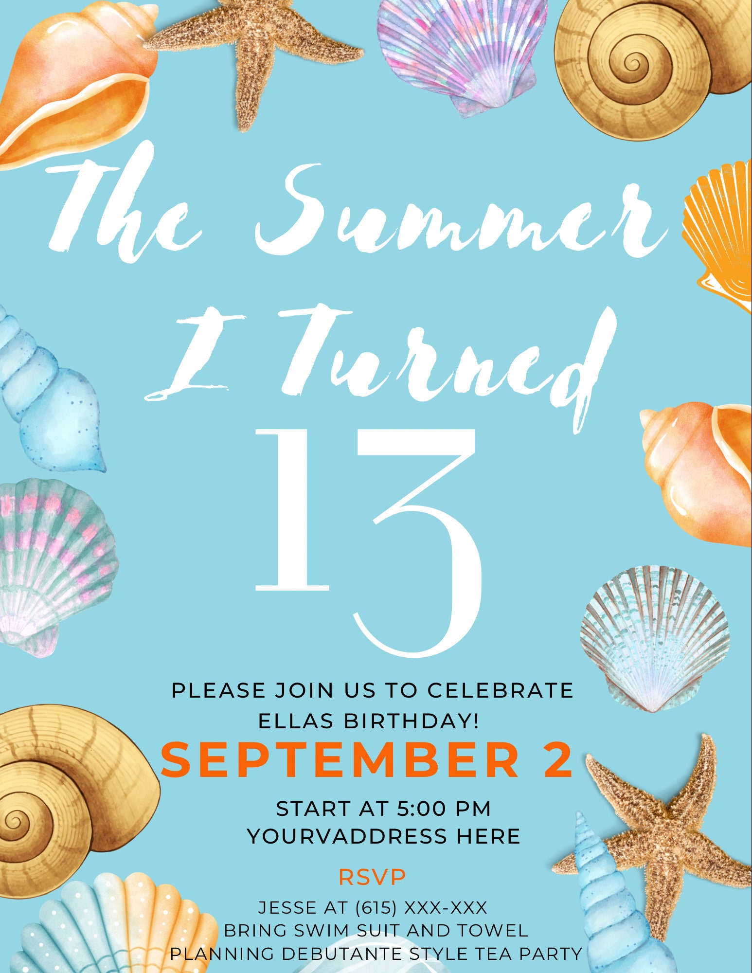 Party Invite Summer I Turned Pretty Theme - Etsy