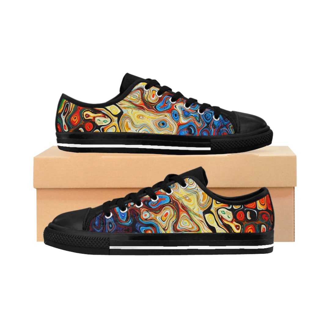 Funky Custom Sneakers, Abstract Design Shoes, Colorful Sneakers, Men's ...