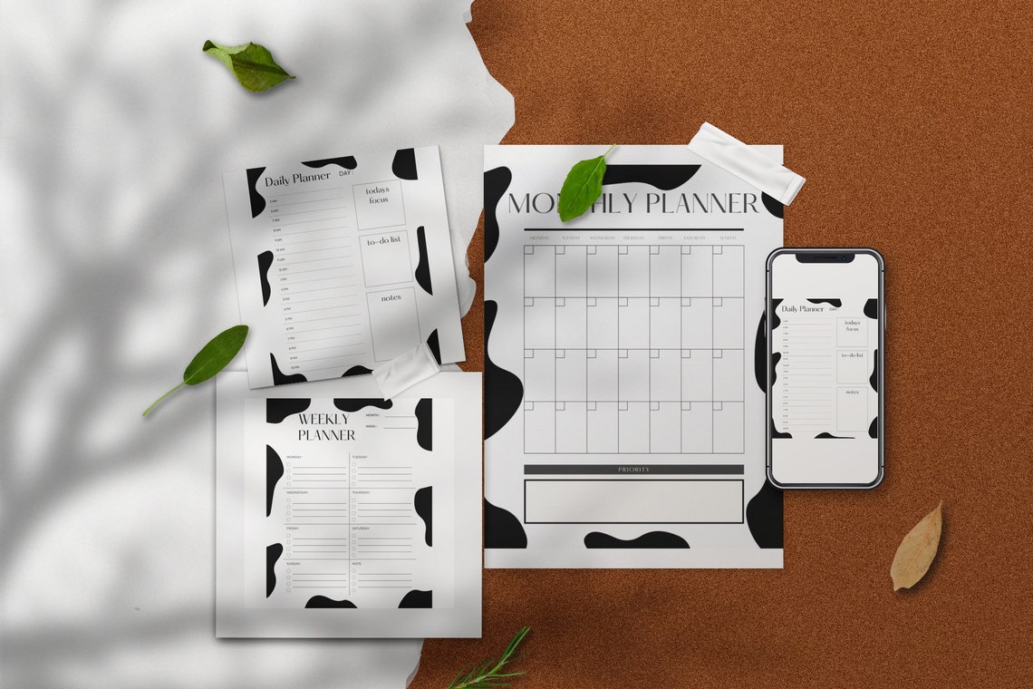 Cow Print Planner Cow Print Calendar Digital Cow Print - Etsy