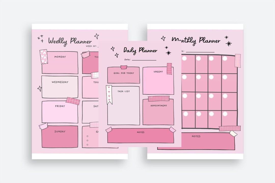 Pink Planner, Pink Digital Planner, Pink Digital Schedule, Digital ...