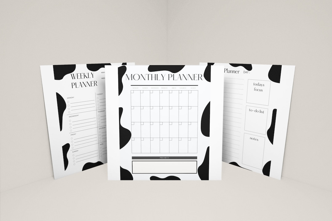 Cow Print Planner, Cow Print Calendar, Digital Cow Print Schedule ...