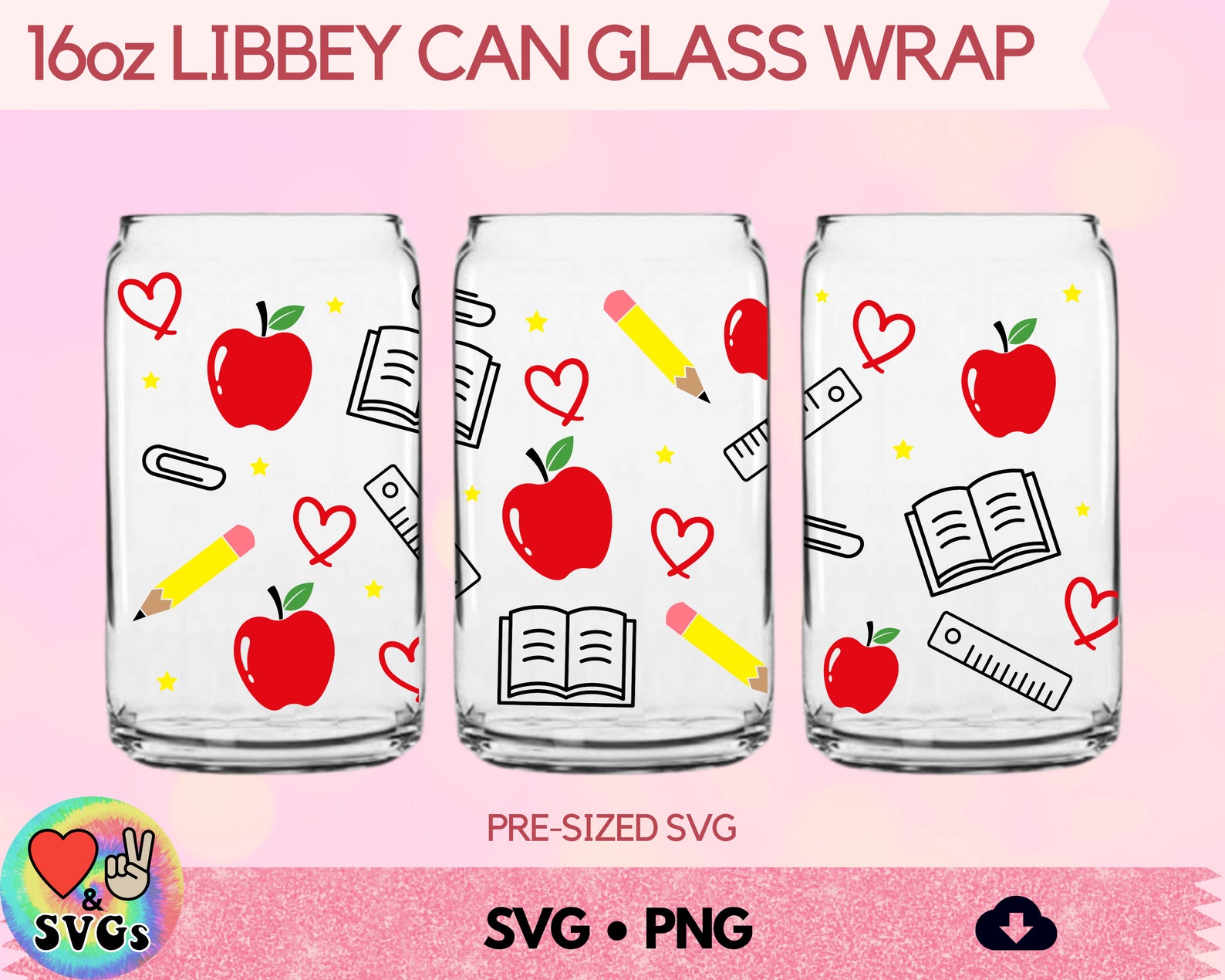 Teacher Glass Cup Wrap SVG, Libby Tumbler Glass Can PNG, Libbey Beer ...