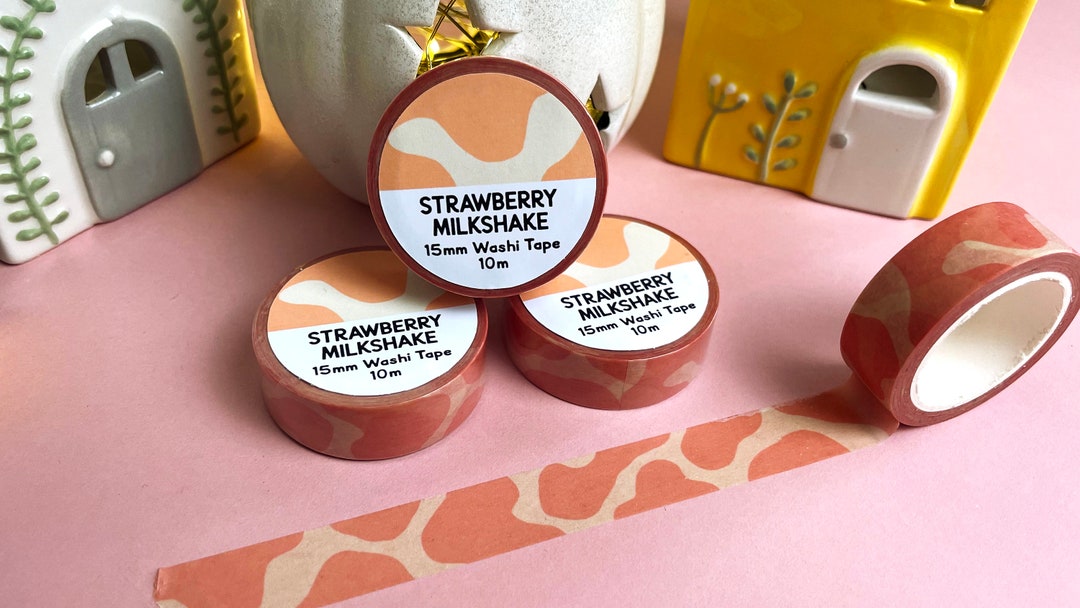 Strawberry Milkshake Cow Print Washi Tape 1.5cm X 10m - Etsy