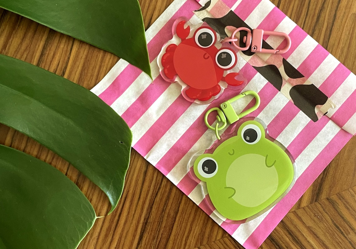 Froggy Frog Blob Kawaii Green Key Ring Charm Gift - Etsy