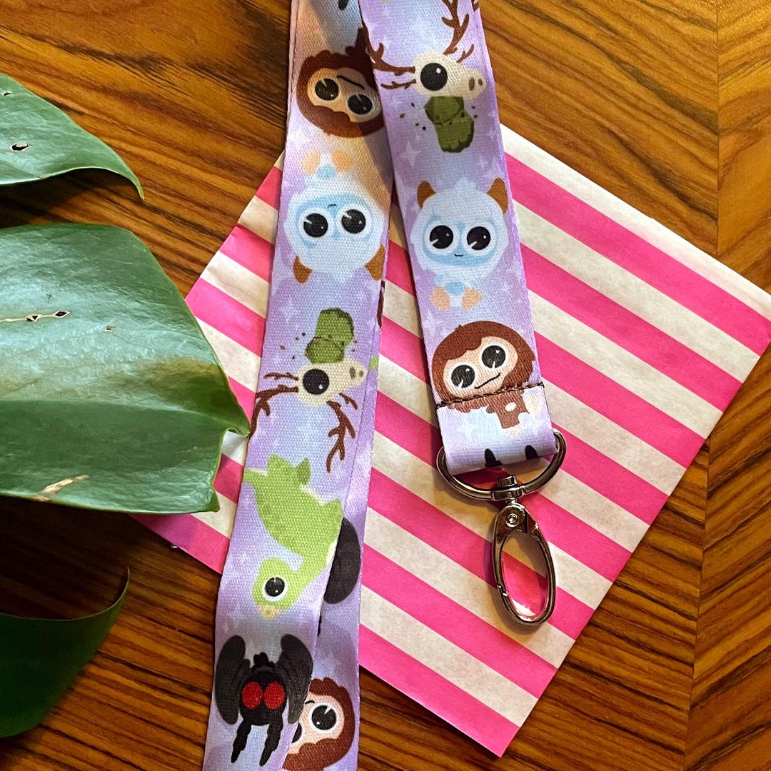 Pastel Purple Cryptid Lanyard: Kawaii Mothman, Yeti, Bigfoot - Etsy