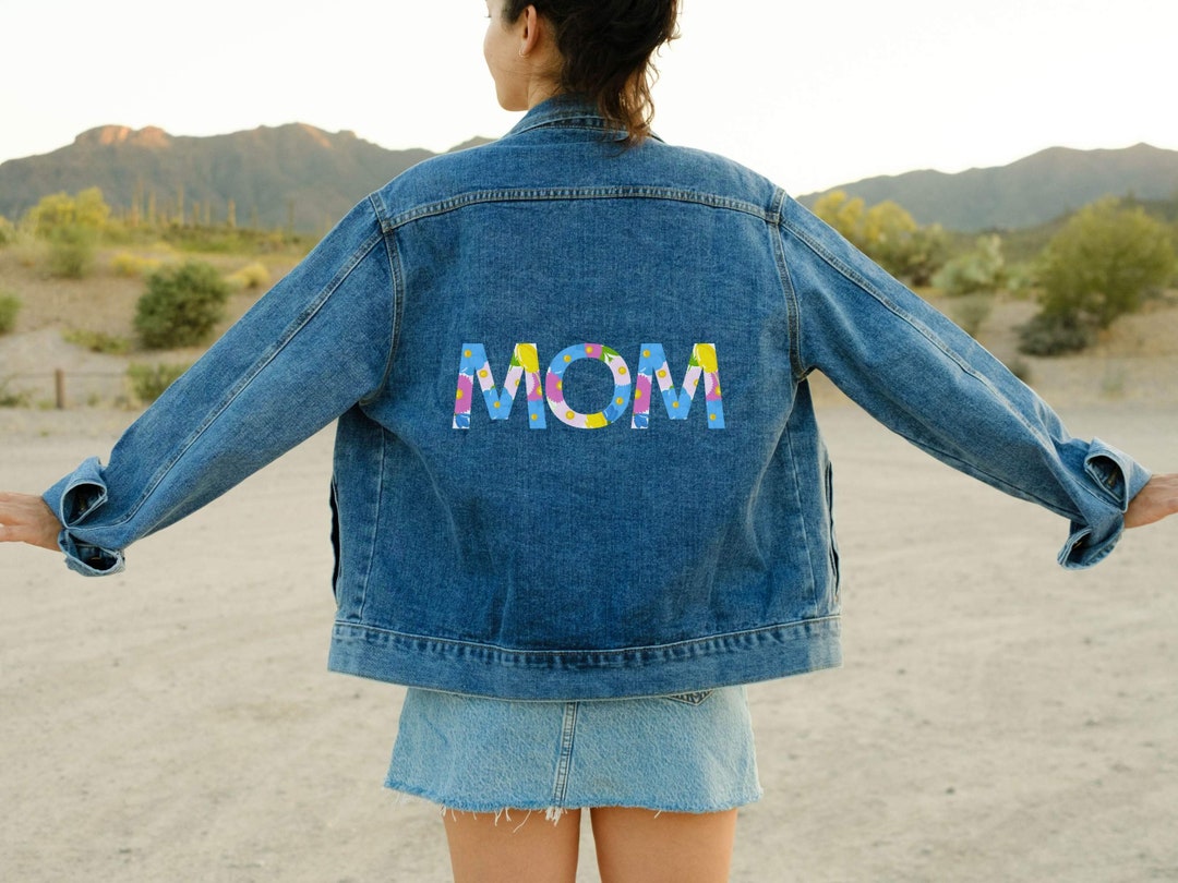 Mom Denim Jacket, Mom Flower Jacket, Mom Jean Jacket, Gift for Mom ...