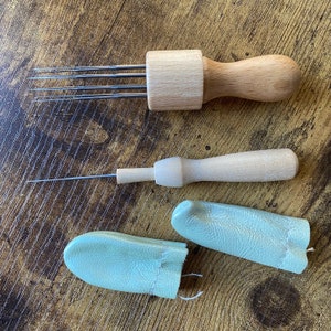 Wool Needle Felting Tools Supplies Kit Single Three Multi Neeedle Wood ...