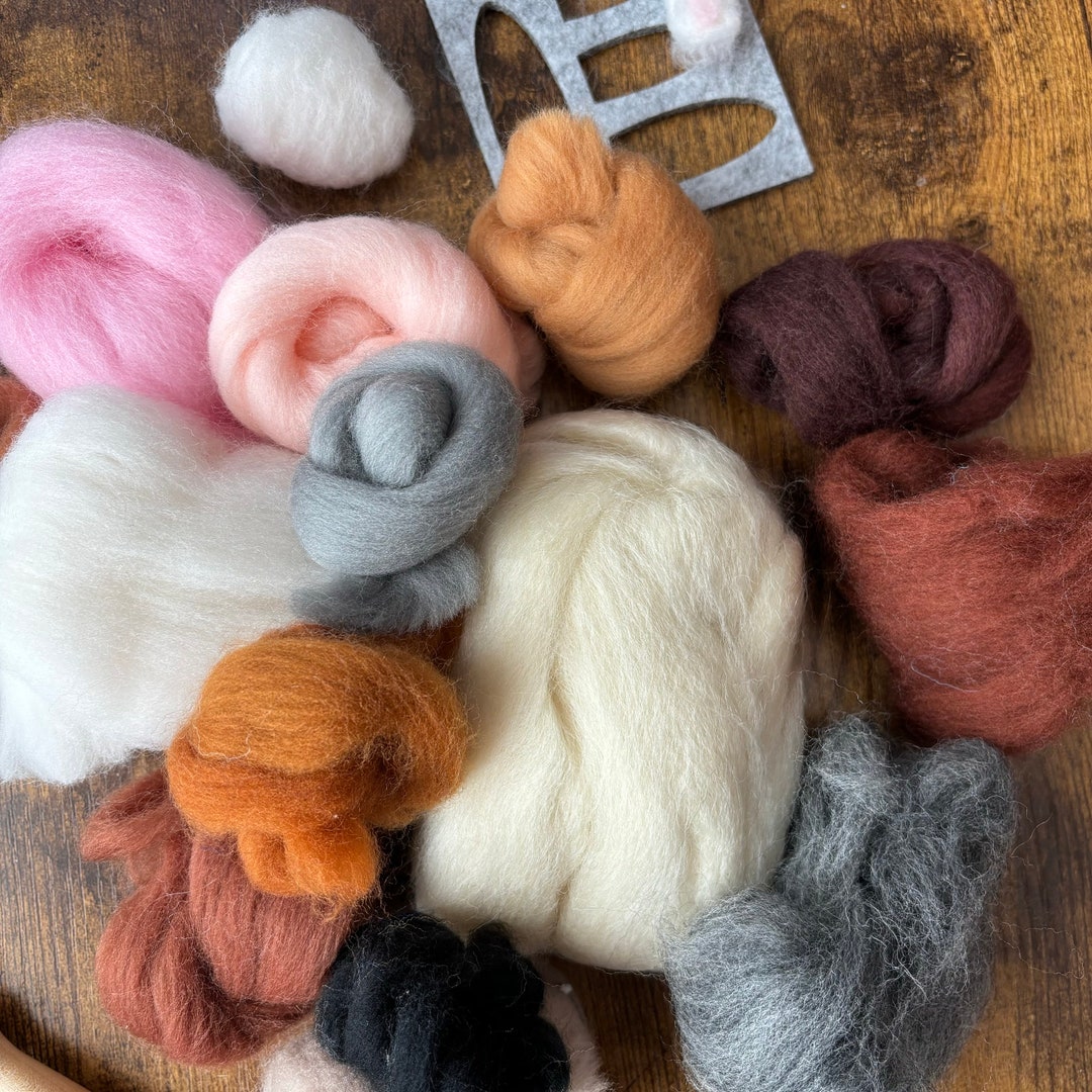 Mix 18 Natural Colors Wool Roving Pack for Needle Felting Felted ...