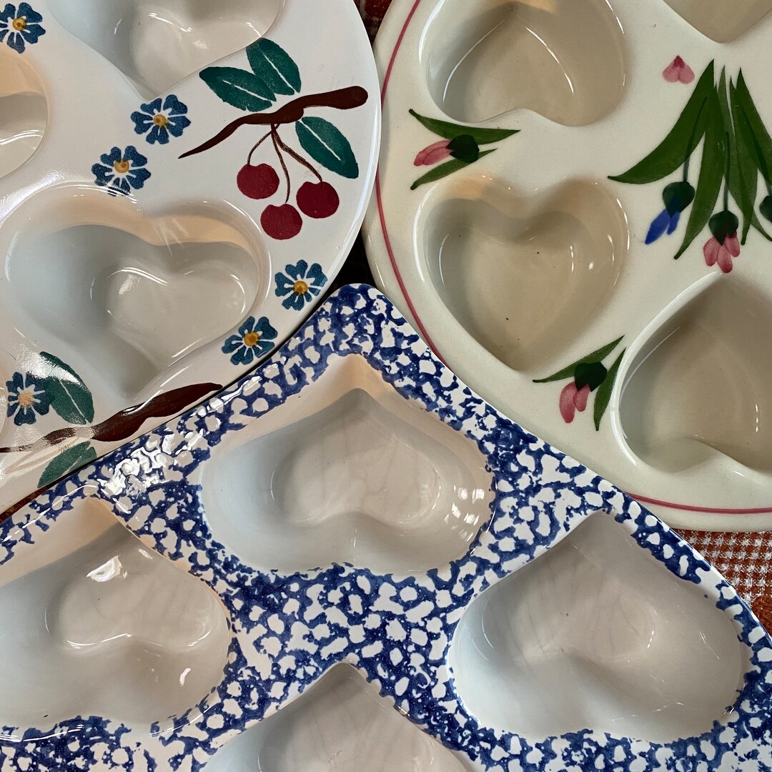 Vintage Kitchen Stoneware Heart Cupcake Ceramic Baking Dish for ...