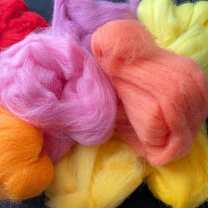 Wool Roving for Wet Felt Needle Felting in Pink Red Sampler Bundle Mix ...