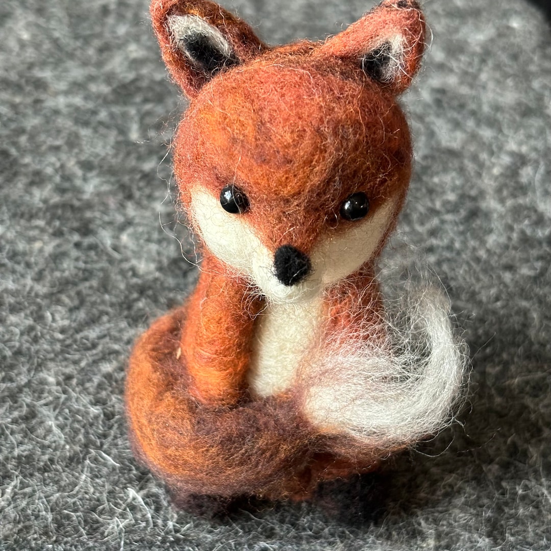 DIY Needle Felting Kit of Wool Felt Fox Tutorial for Beginners Adult Craft Kit for Starters ...