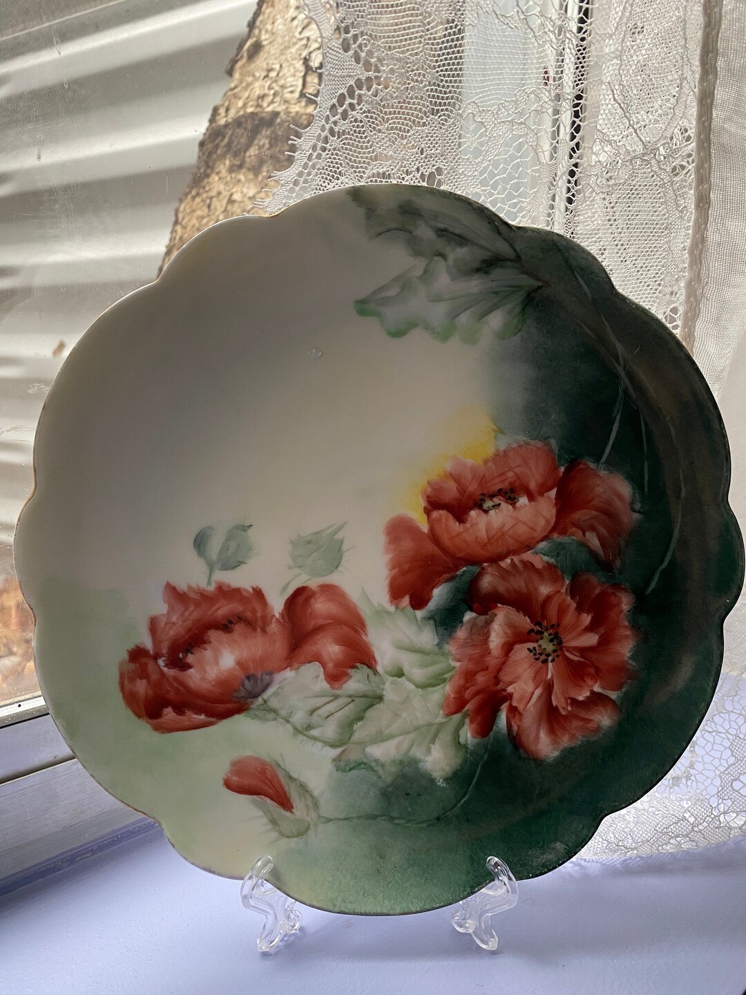 Vintage China Flower Wall Plates Home Decor of Poppies for Poppy Lovers ...