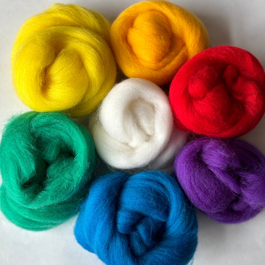 Rainbow Colors Wool for Needle Felting Roving Tops Bundle Do It ...